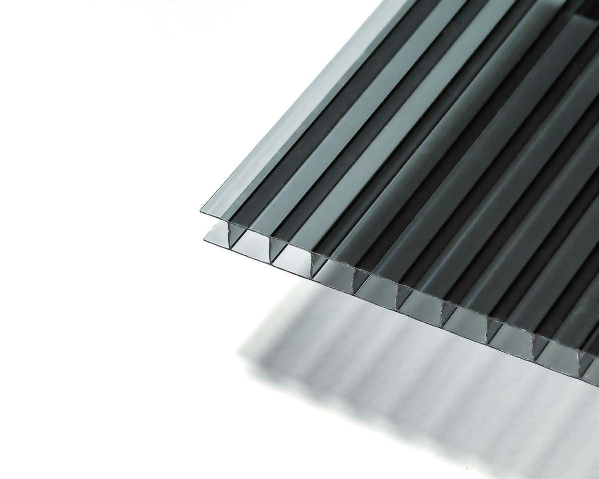 Сотовый поликарбонат 6 мм графитовый 20% Практичный 2100*12000 мм