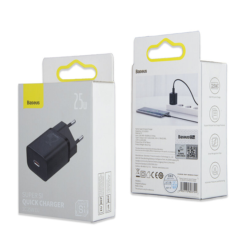 Переходник СЗУ на Type-C 25W Super Si CCSP020101 Baseus черный (IS003083)