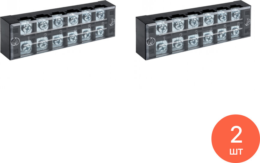 Блок зажимов EKF / ЕКФ PROxima TB-4506 колодка клеммная в корпусе из термопласта черная, сечение 4.5мм2, 45А, 660В, 6 пар контактов / электрика (комплект из 2 шт)