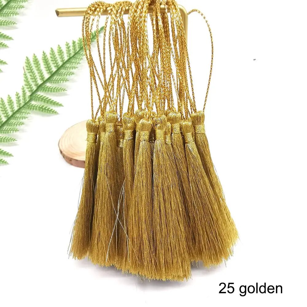 Полиэстеровые кисти-бахрома 32 шт, разноцветные, 7 см 25 Gold 32pcs