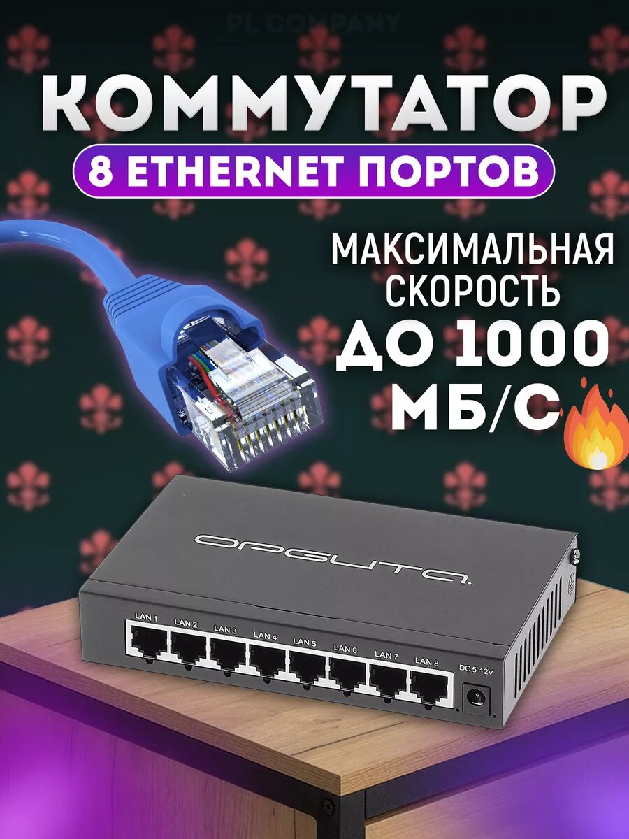 Неуправляемый коммутатор 8 портов