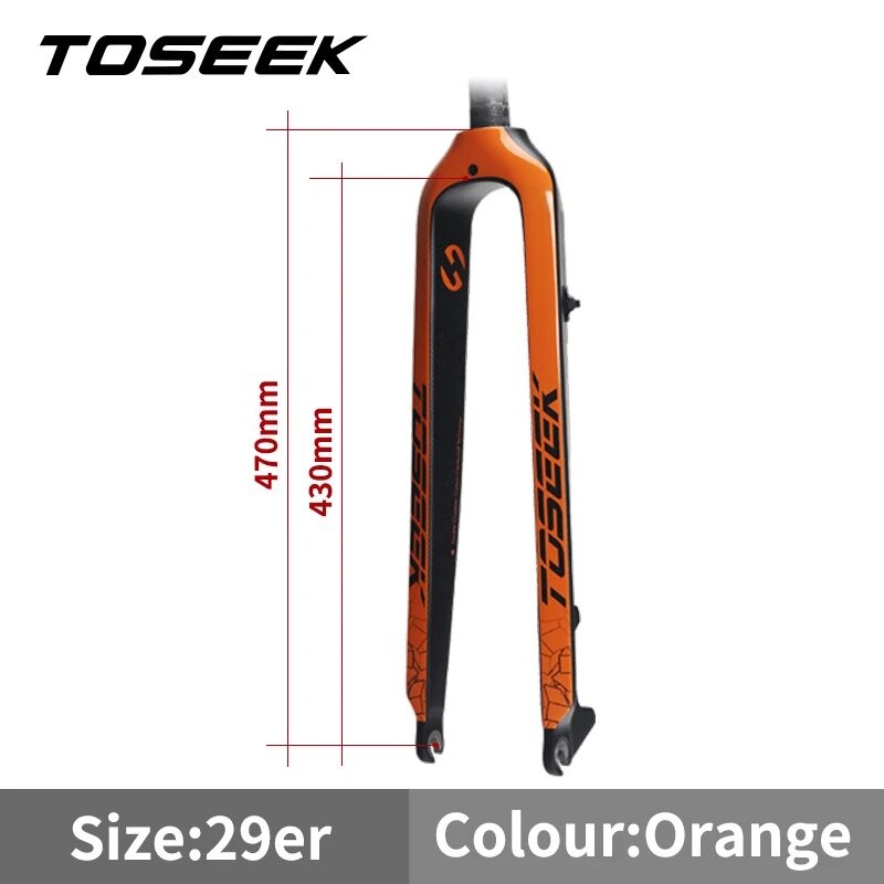 ТОSEEK T800 Карбоновая вилка для горного велосипеда 160 мм Оранжевый, Orange - 29er