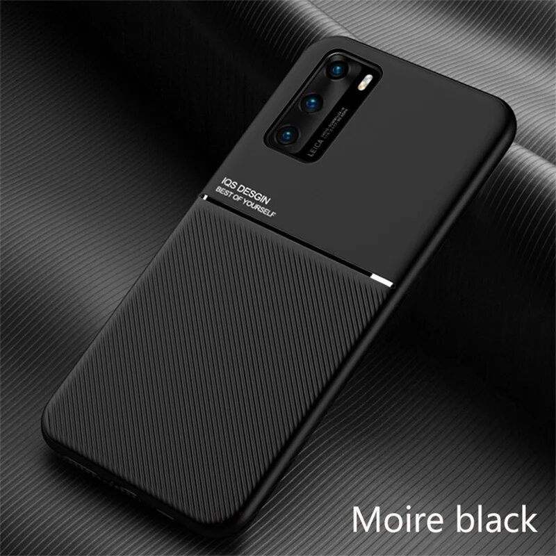 Кожаный бронированный чехол для Huawei P20 P30 P40 Lite Mate 20 30 40 Pro Plus P40Pro, матовый магнитный держатель, мягкие силиконовые чехлы