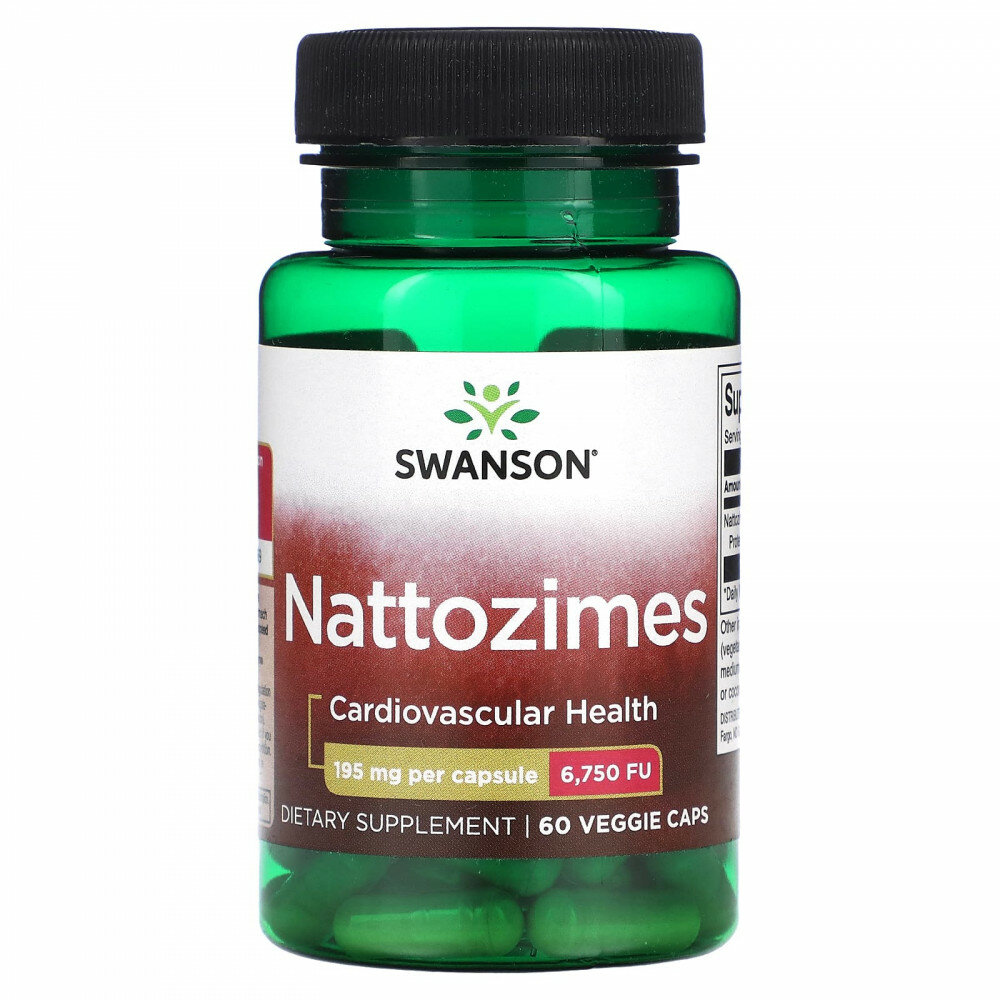 Swanson, Nattozimes®, 195 мг, 60 вегетарианских капсул