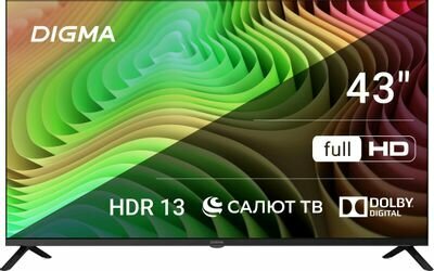 43" Телевизор Digma DM-LED43SBB36 FULL HD, черный, смарт ТВ, Салют ТВ
