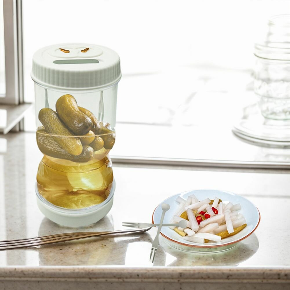 Пищевой контейнер для хранения и ферментации кимчи и солений, прозрачный пластиковый, удобный органайзер с разделителем жидкости