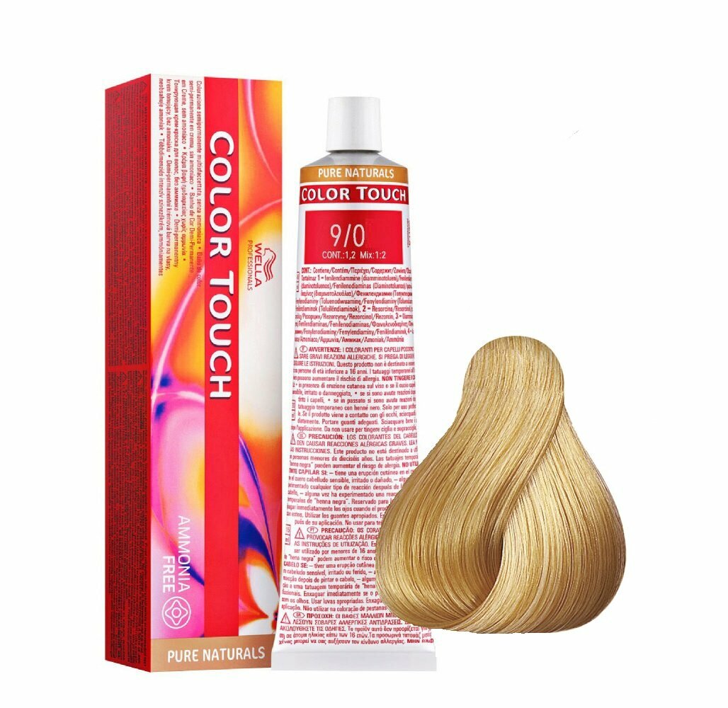 Wella Color Touch 9/0 - Тонирующая краска без аммиака очень светлый блонд 60 мл
