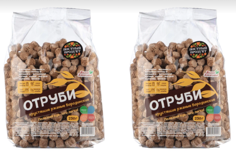 Отруби Ваше Здоровье ржаные бородинские, 230 гр - 2 упаковки