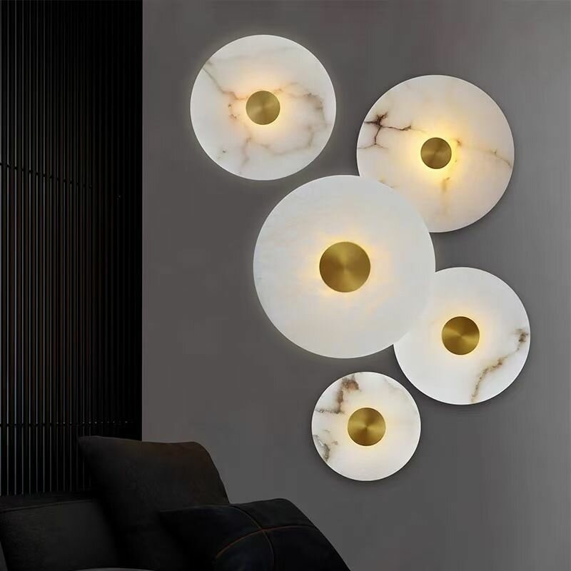 Настенный светильник из натурального мрамора , LED,25CM