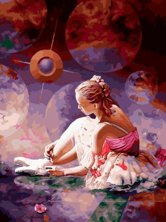 Картина по номерам Белоснежка на холсте с подрамником "Фантасмагория" Раскраска 30х40 см, Балерина Космос Планеты Люди