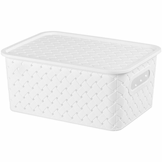 Корзинка с крышкой EL Casa "Береста" белая, 3 л, 23,5х17,3х10,5 см