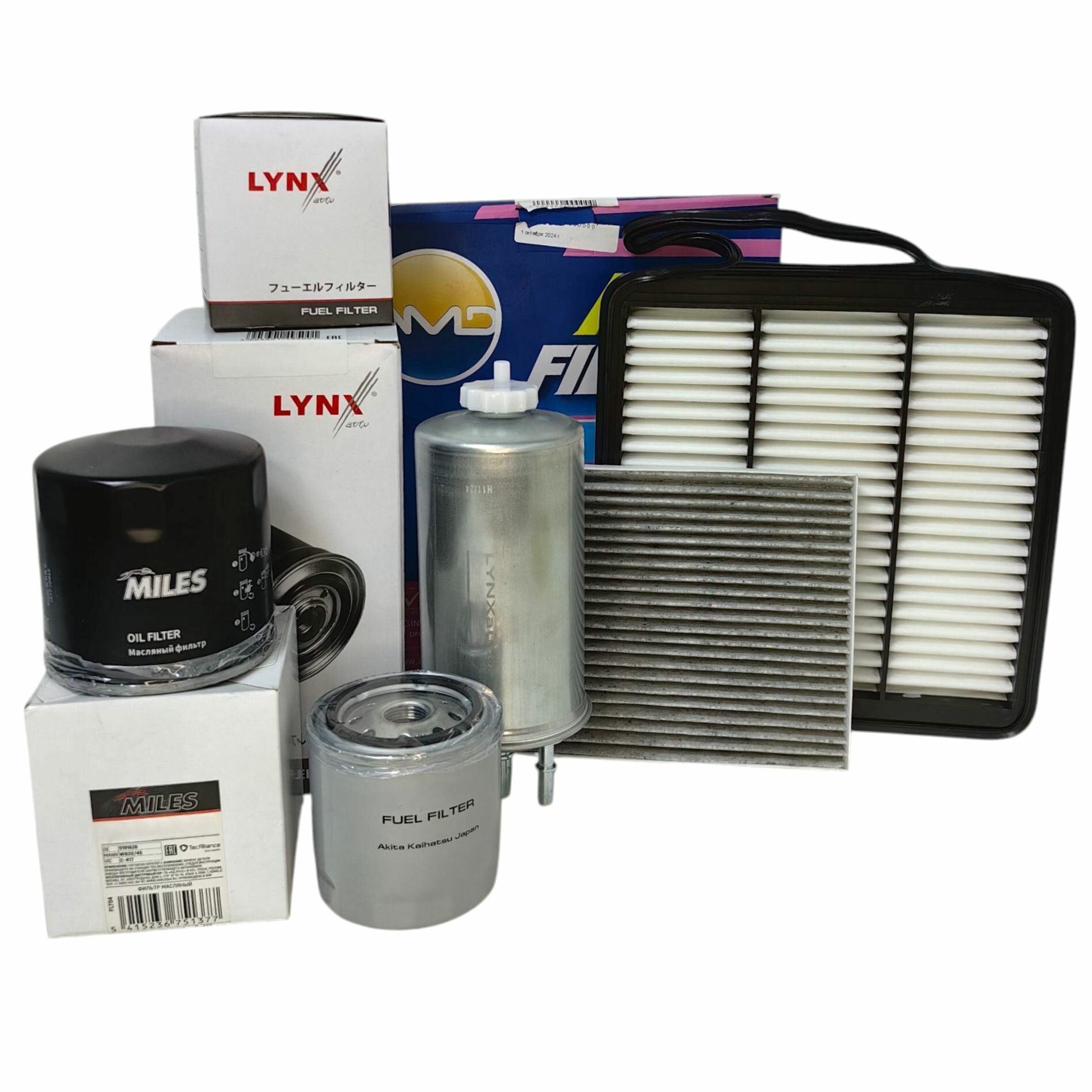Набор фильтров 5 шт. (фильтр топливный 2 шт./масляный/салонный/воздушный) Грейт Волл Ховер Н5 дизель (Great Wall Hover H5) LYNX MILES AMD 1105103-P00 1111402AED01 8104400BK00XA 1109101-K80