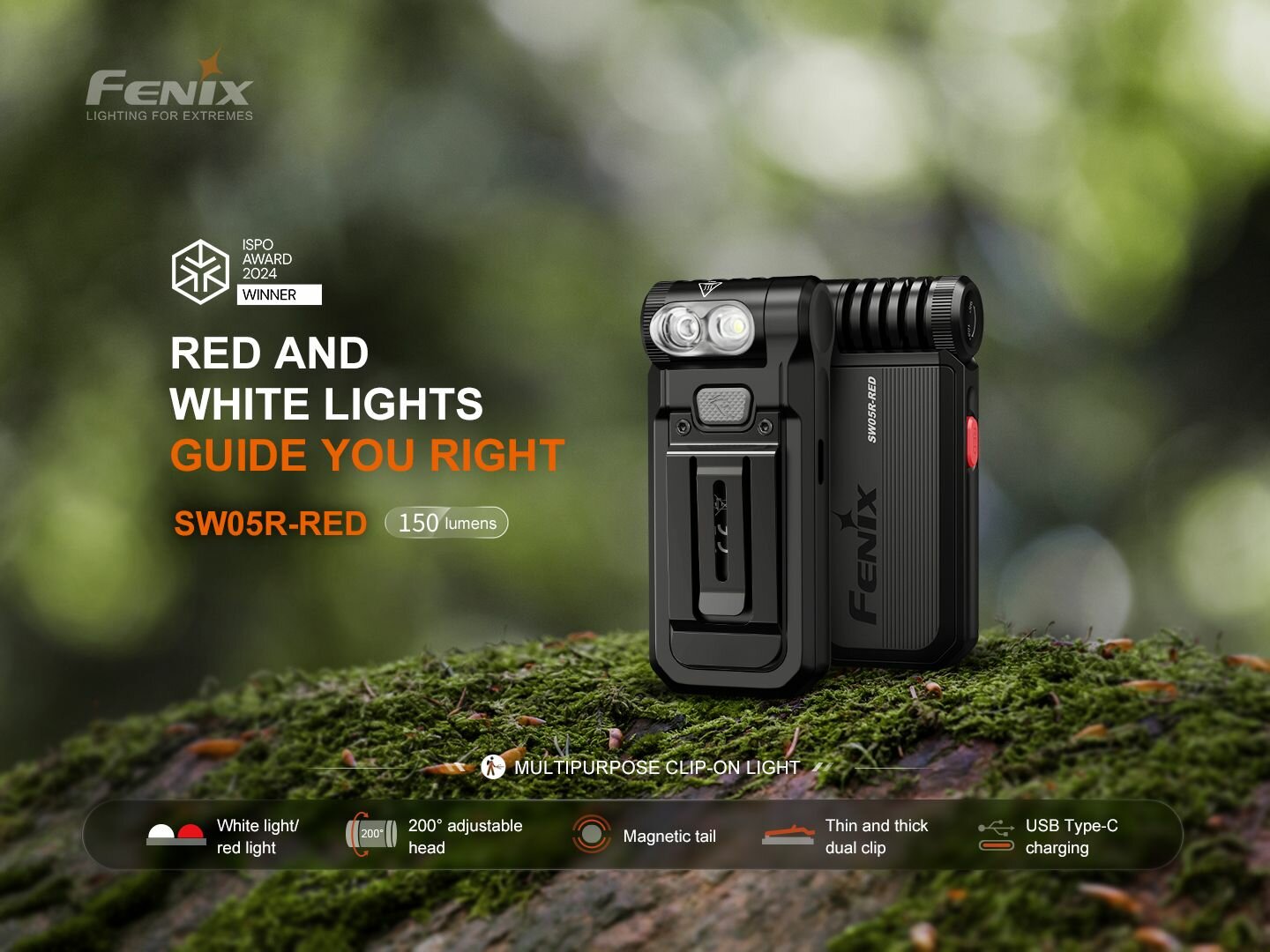 Fenix sw05r-Red 150luemsn красно-белый свет двойной источник света угловой многофункциональный рабочий заряженный фонарик