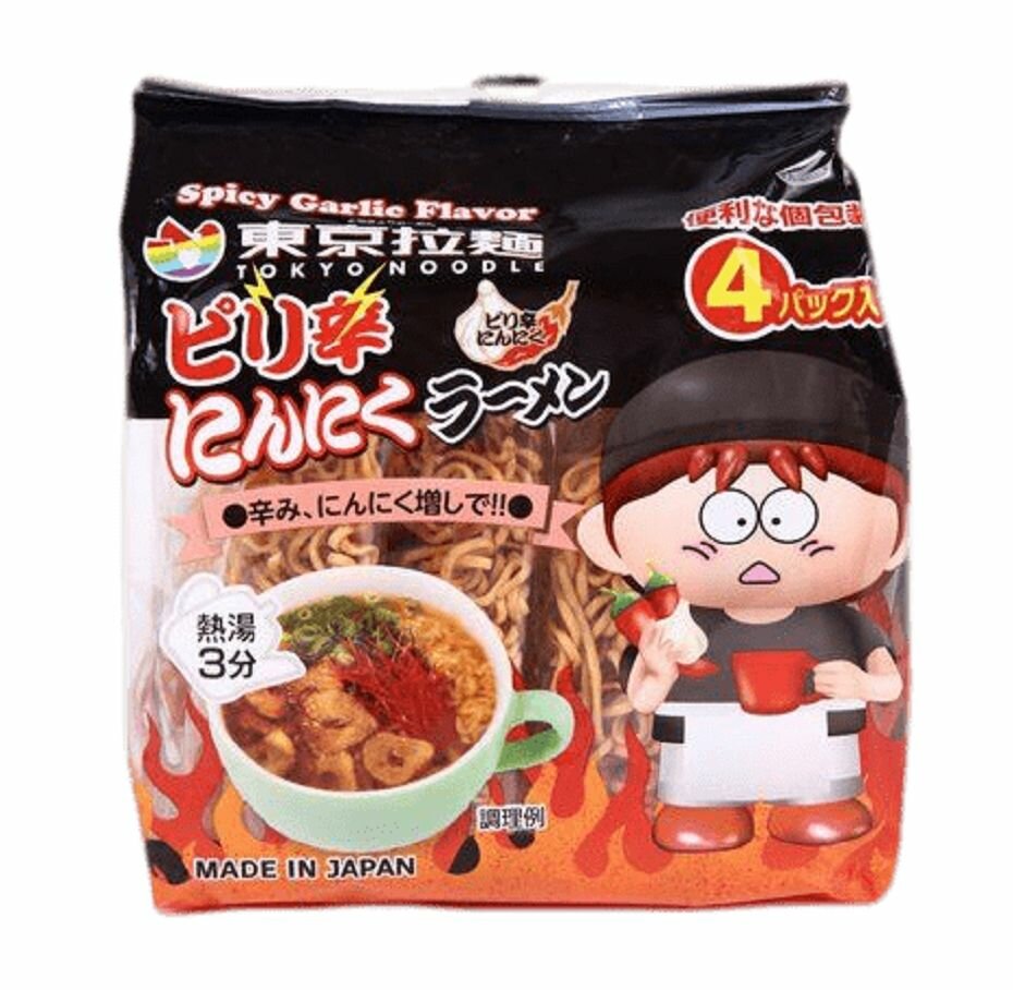 Лапша TokyoNoodle острая чесночная с чили по-токийски 4 х 30г