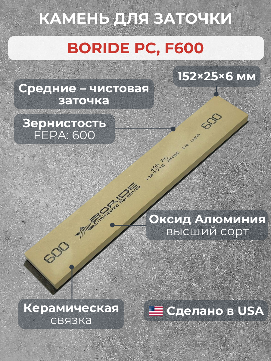 Камень Boride PC, F600 для заточки ножей и ножниц. Точильный камень