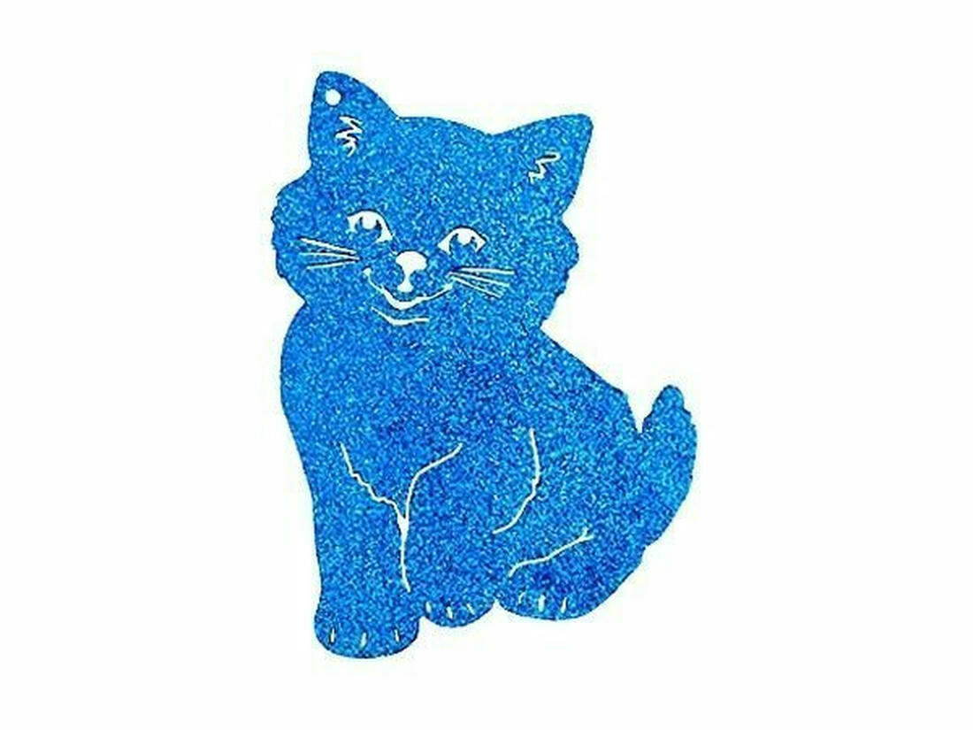Деревянная елочная игрушка Котенок Каспер, 15 см, синий, МанузинЪ