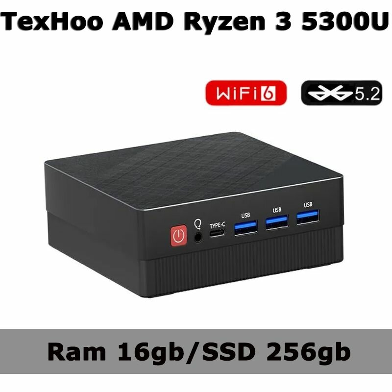 Мини ПК TexHoo AMD Ryzen 3 5300U Ram16gb/SSD256gb