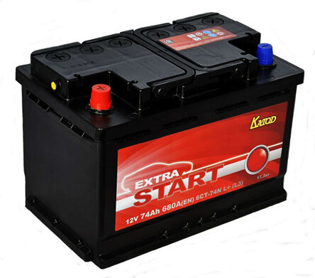 Аккумулятор автомобильный Extra Start 6СТ-74 прям. 278x175x190