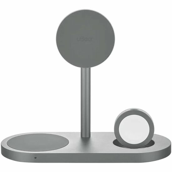 Беспроводное зарядное устройство Ubear WL20SL31SU-AW, 25Вт, Stage Ultra, 3-в-1, с поддержкой MagSafe, Qi2, серебро