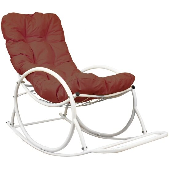 Кресло-качалка M-group белое, коричневая подушка