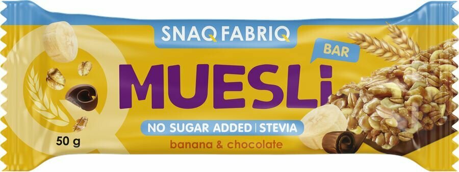 Батончик-мюсли SNAQ FABRIQ Банан, с молочным шоколадом, 50г