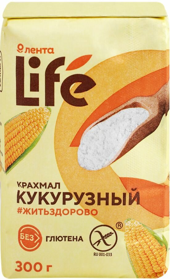 Крахмал кукурузный лента LIFE без глютена, 300г x 3 упаковки