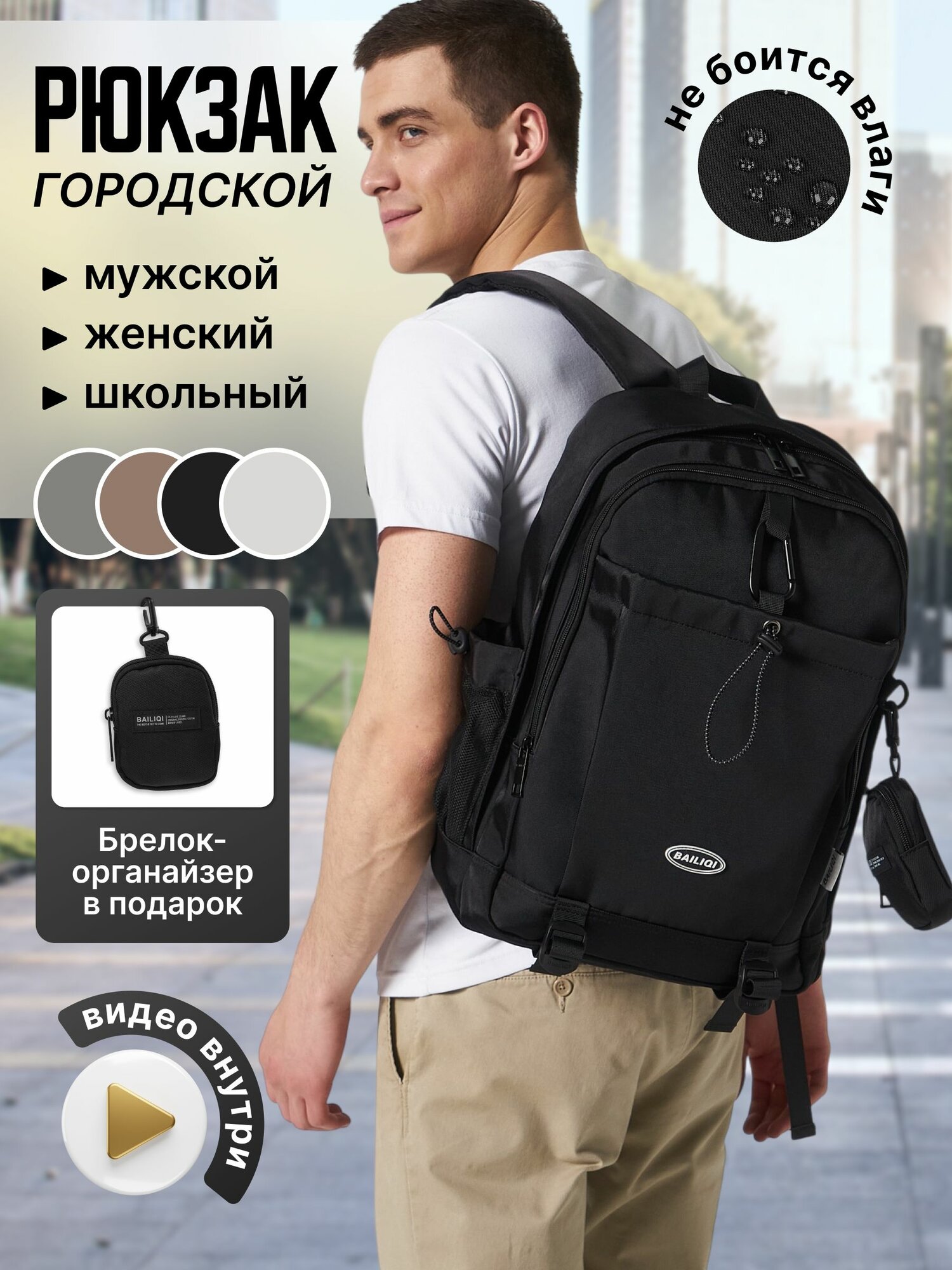 Рюкзак городской мужской женский школьный спортивный