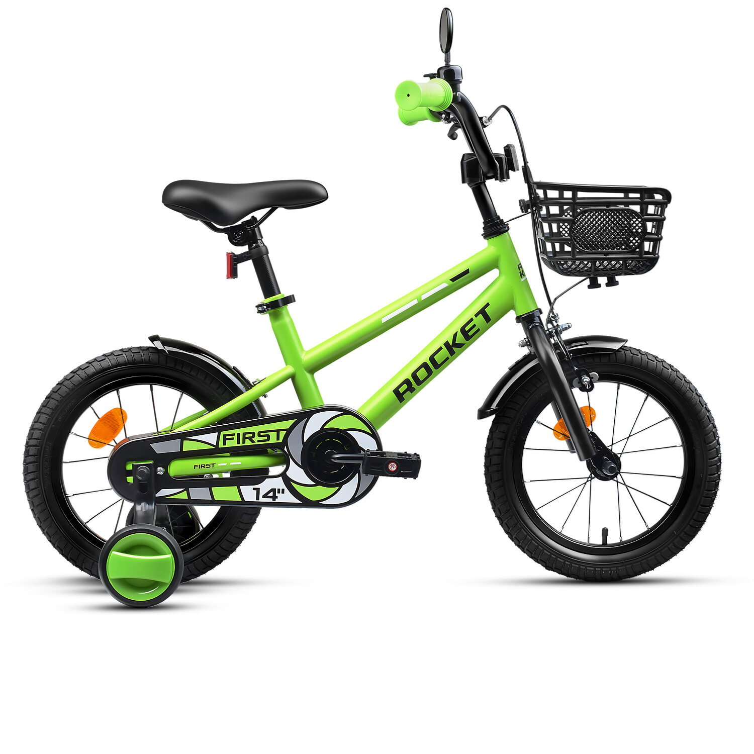 Велосипед 14" Rocket First, цвет зеленый, рост 105 - 120 см.