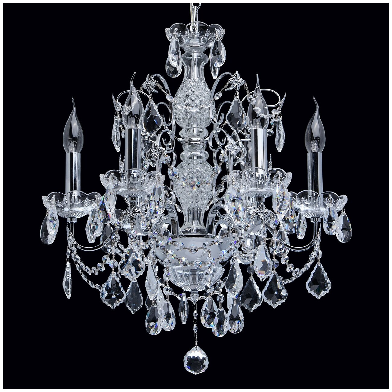 Люстра подвесная, светильник MW Light Каролина 367013306, 6*60W E14 2700К, цвет: хром