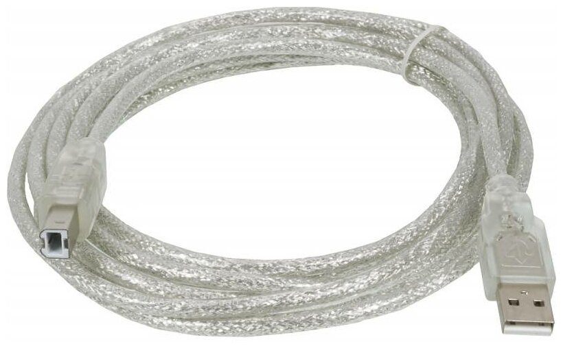Кабель Ningbo USB A(m) USB B(m) 3м прозрачный