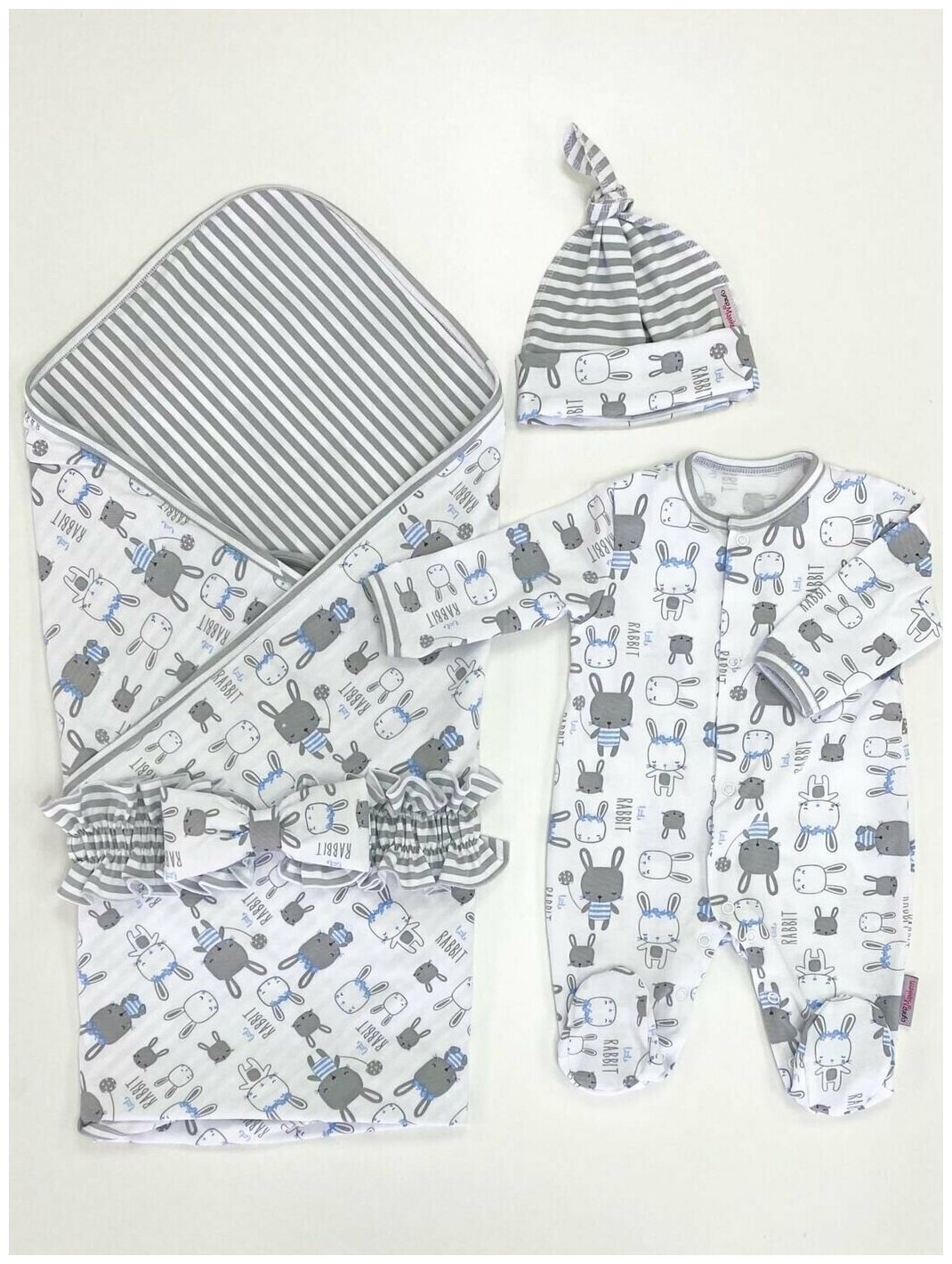 Комплект летн. трикотажн. "Зайки-милашки", гол: плед, пояс, комб, шап.