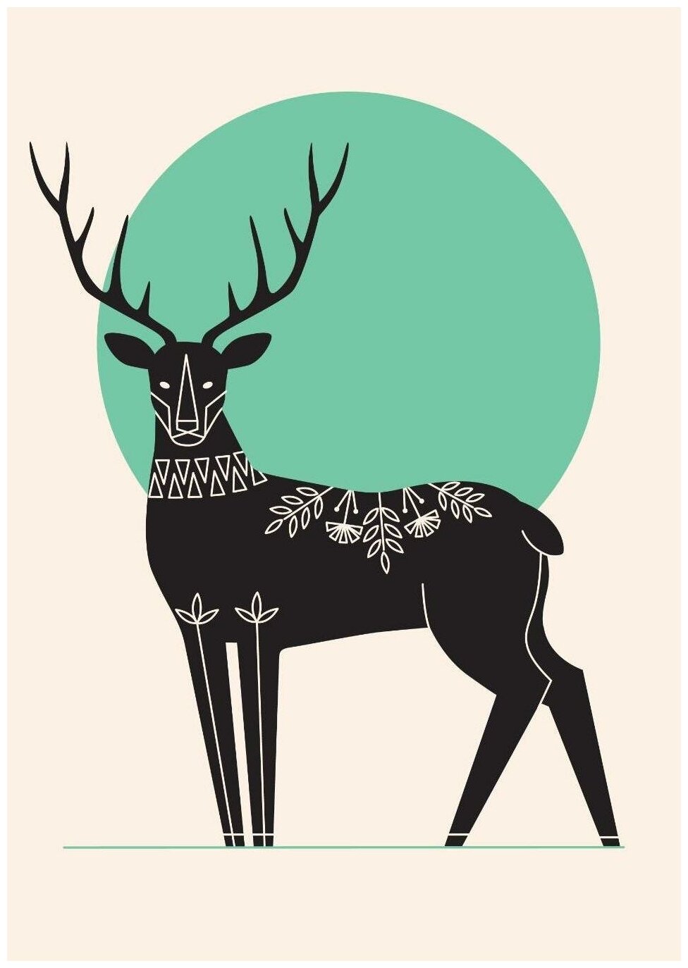 Постер / Плакат / Картина Скандинавский стиль - Олень 40х50 см в подарочном тубусе