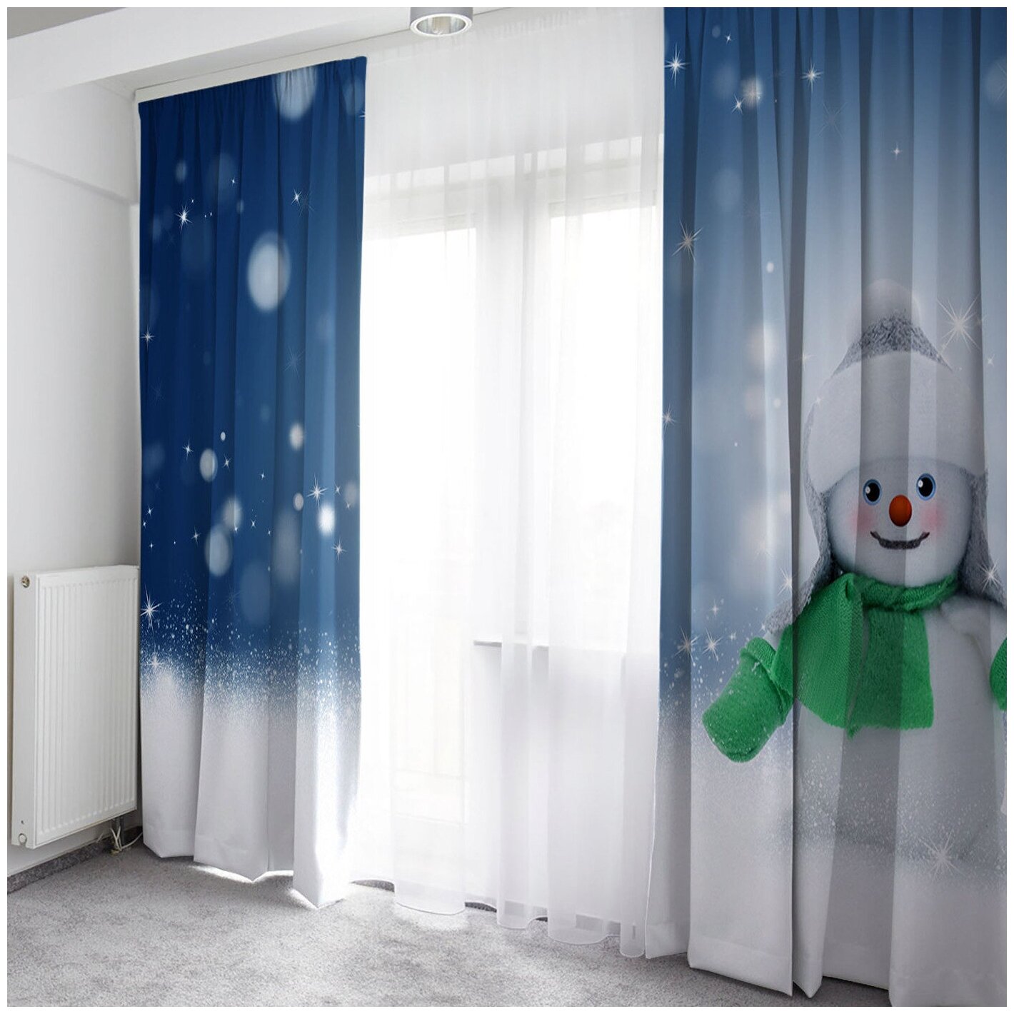 Фотошторы из габардина новогодние Good Room, 290x250 см.
