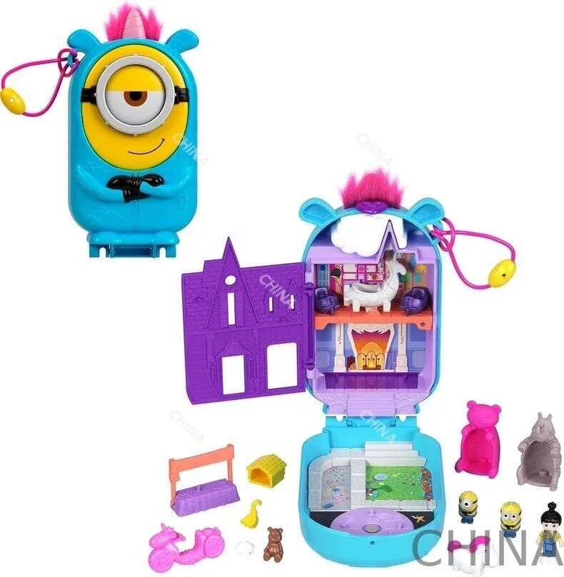 Polly Pocket, Кукольный домик с миниатюрными куклами, игрушечными велосипедами и аксессуарами для мебели