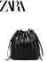 Сумка багет Zara женская черная из полиуретана 22x15x20 см