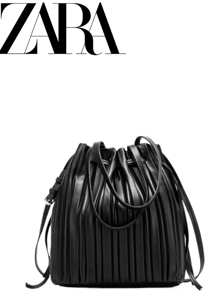 Сумка багет Zara женская черная из полиуретана 22x15x20 см