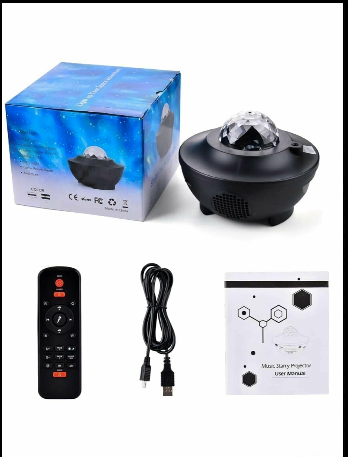 Проектор звездного неба ночник с MP3-плеером музыкальной блютуз колонкой и ду пультом