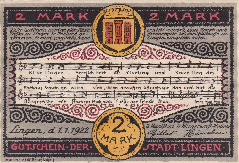 Германия (Веймарская Республика) Линген 2 марки 1922 г. (4)