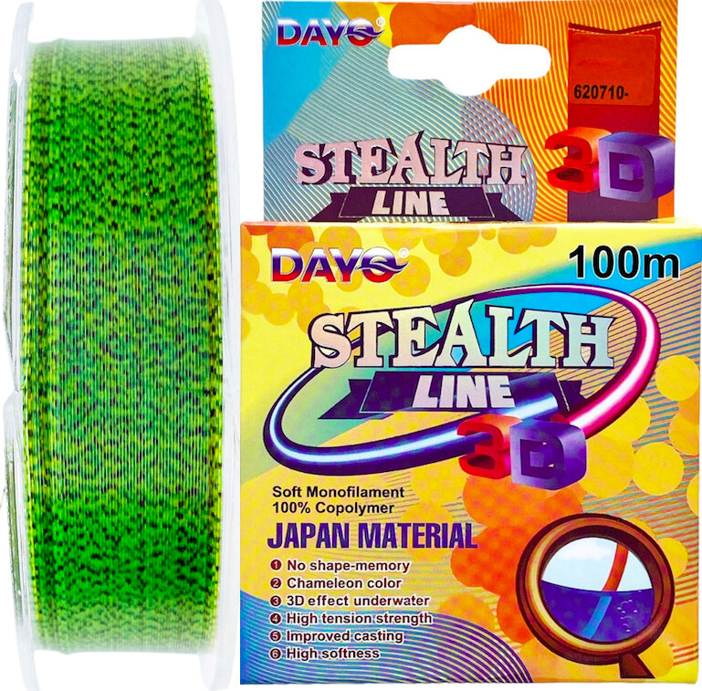 Леска тонущая 3D эффект / Монофильная DaYo Stealth Line / 100 м 0.18 мм 4.50 кг / Леска для рыбалки 100 метров