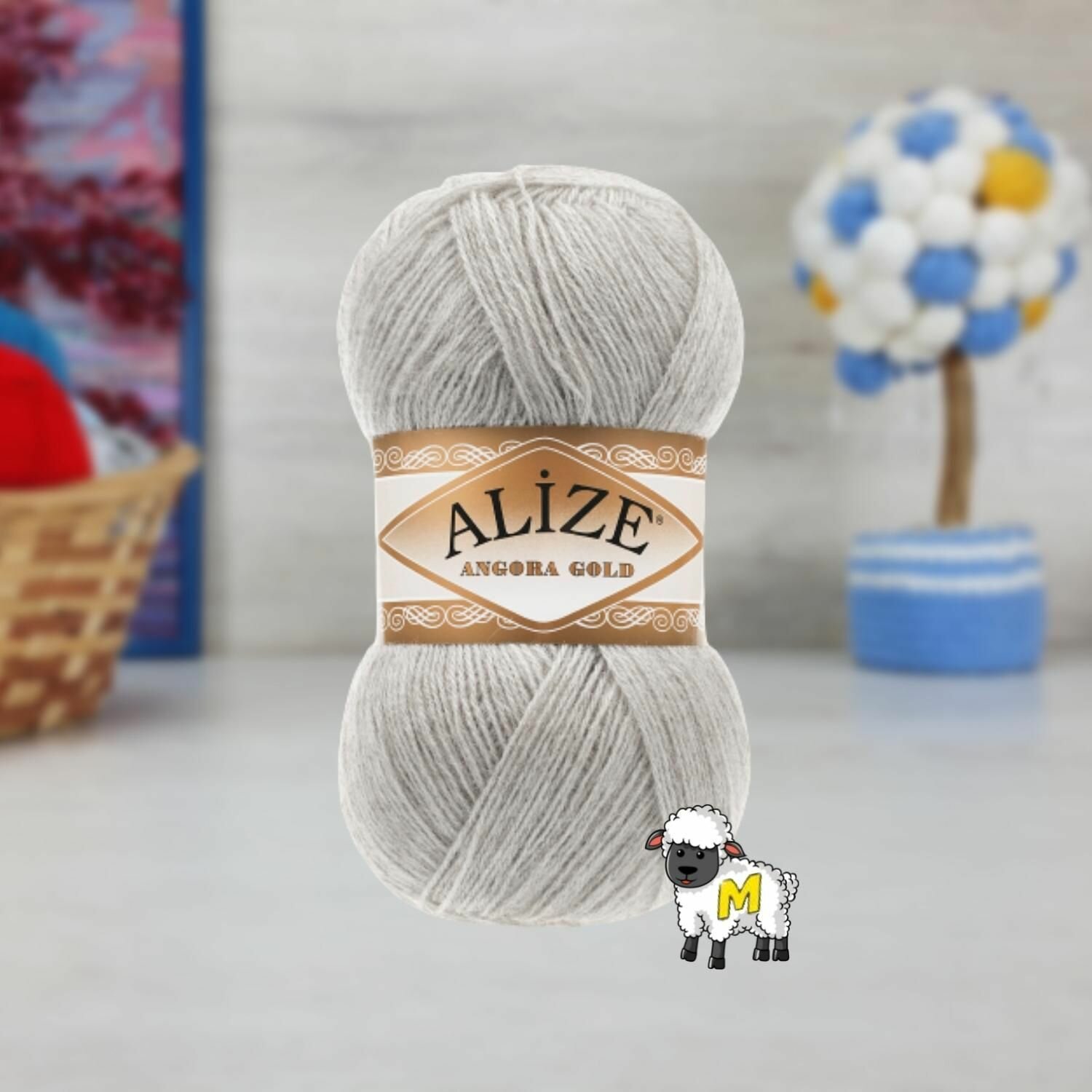 Пряжа ALIZE Angora Gold, пепельный - 652, 20% шерсть, 80% акрил, 5 мотков, 100 г, 550 м.
