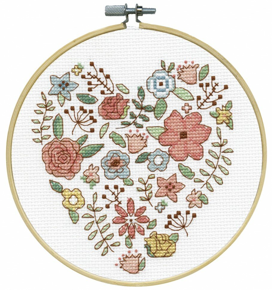 #7081 Сердце из цветов Design Works Набор для вышивания Счетный крест 20 см