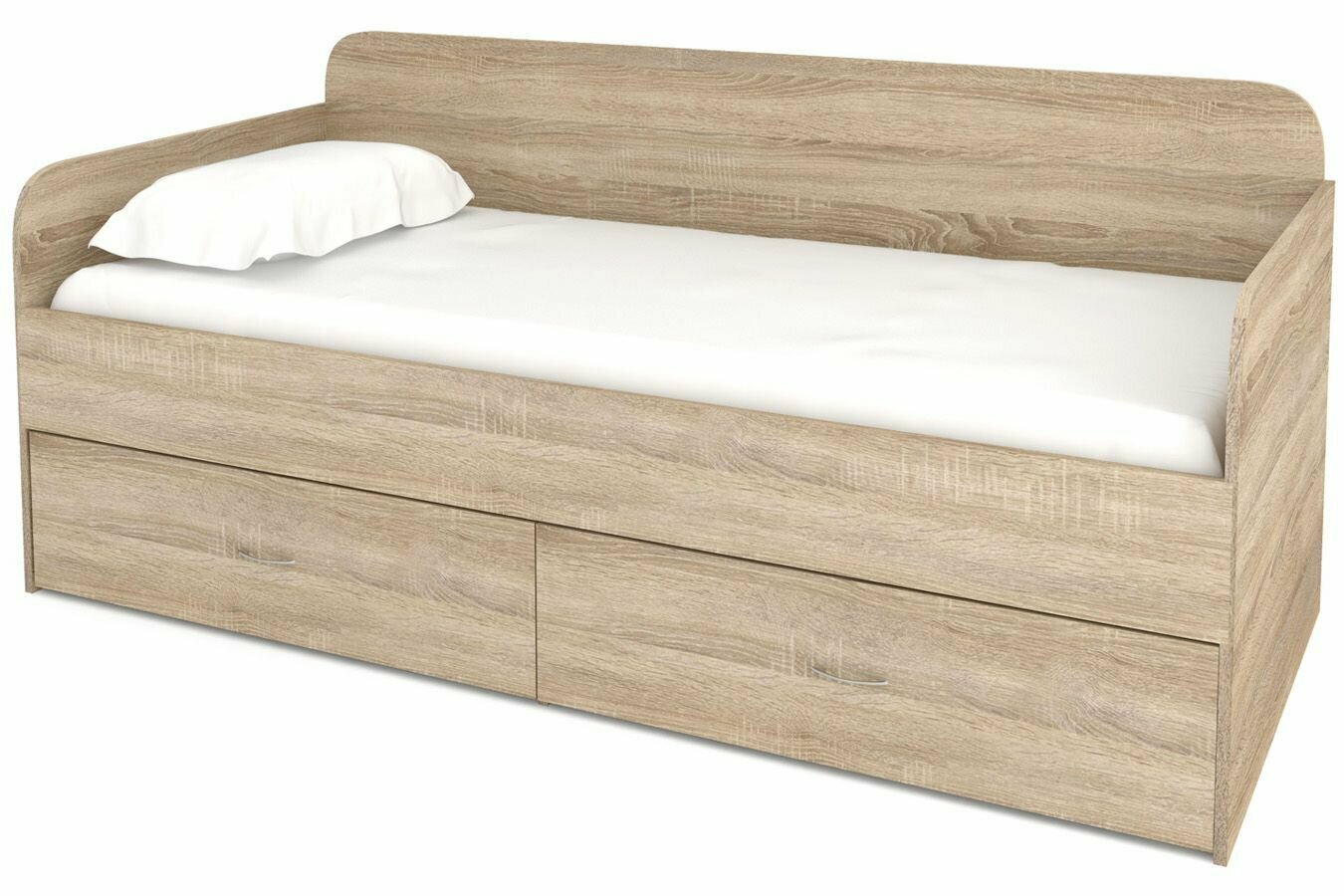 Кровать односпальная с ящиками МногоМеб Дрим 90x190 дуб сонома