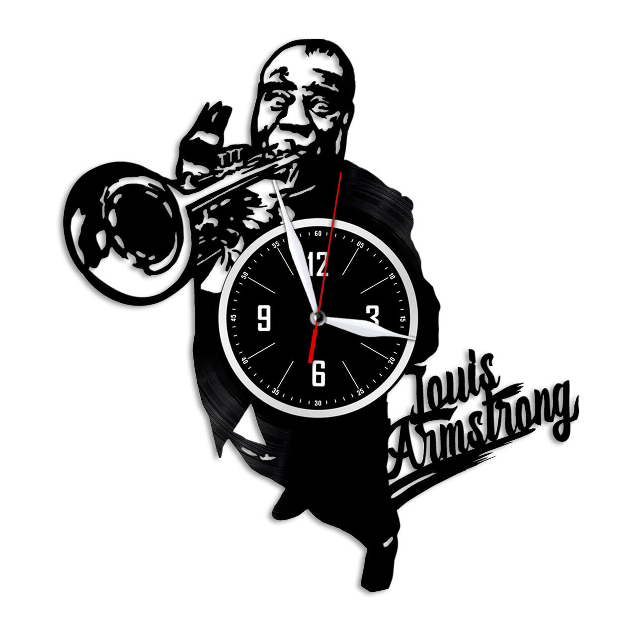 Louis Armstrong - настенные часы из виниловой пластинки, диаметр 30 см