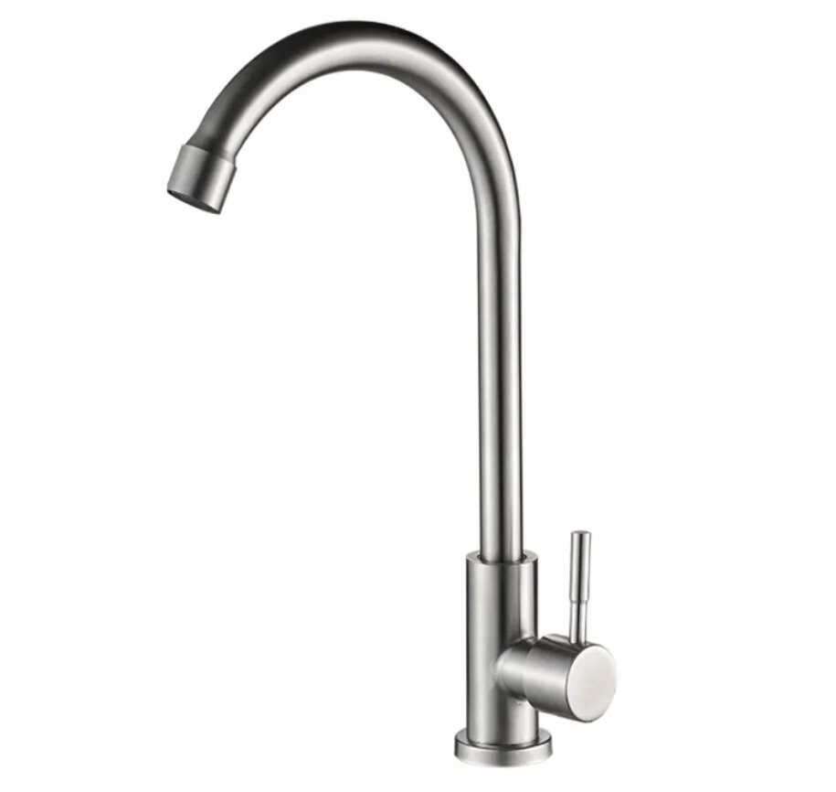 Кран (моно на одну воду) для кухонной мойки, нержавеющая сталь, HAIBA,