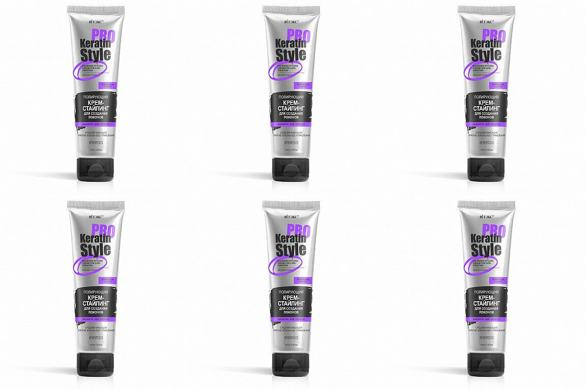 Витэкс Полирующий Крем-стайлинг для создания локонов Keratin Pro Style средняя фиксация 100мл, 6 шт