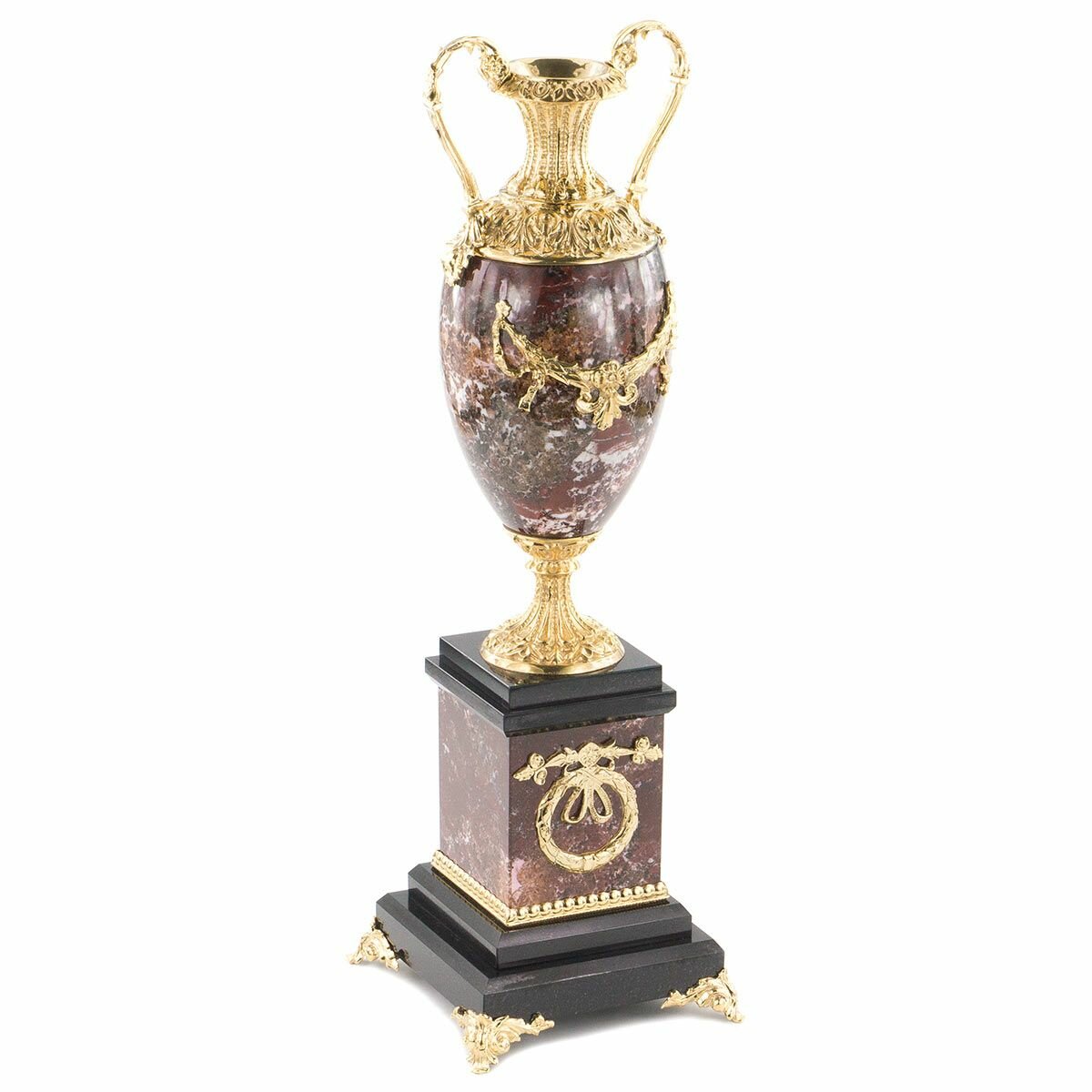 Каменная ваза "Афина" из креноида с декором из бронзы 120111