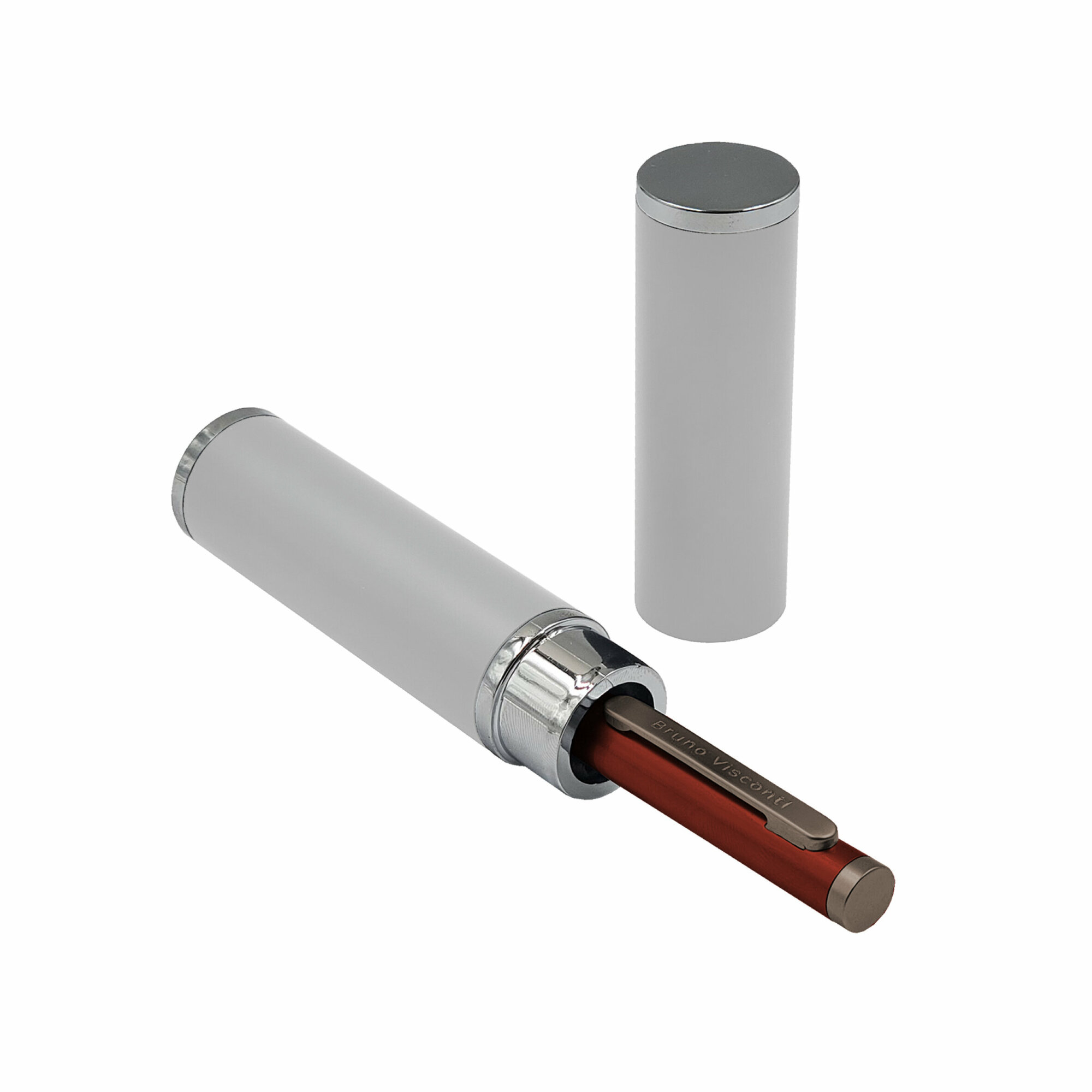 Ручка "FIRENZE" В тубусе круглой формы 1.00 ММ, синяя (корпус красный, футляр белый)