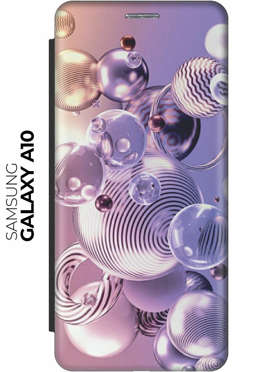Чехол-книжка Сиреневые шарики на Samsung Galaxy A10 / Самсунг А10 черный