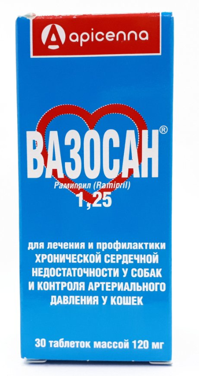 Таблетки Apicenna Вазосан 1,25 мг, 30шт. в уп. для лечения сердечной недостаточности