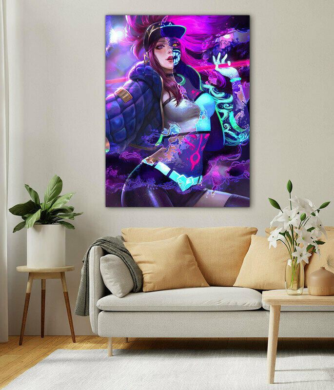 Интерьерная картина на холсте "League of Legends - KDA Акали" размер 22x30 см